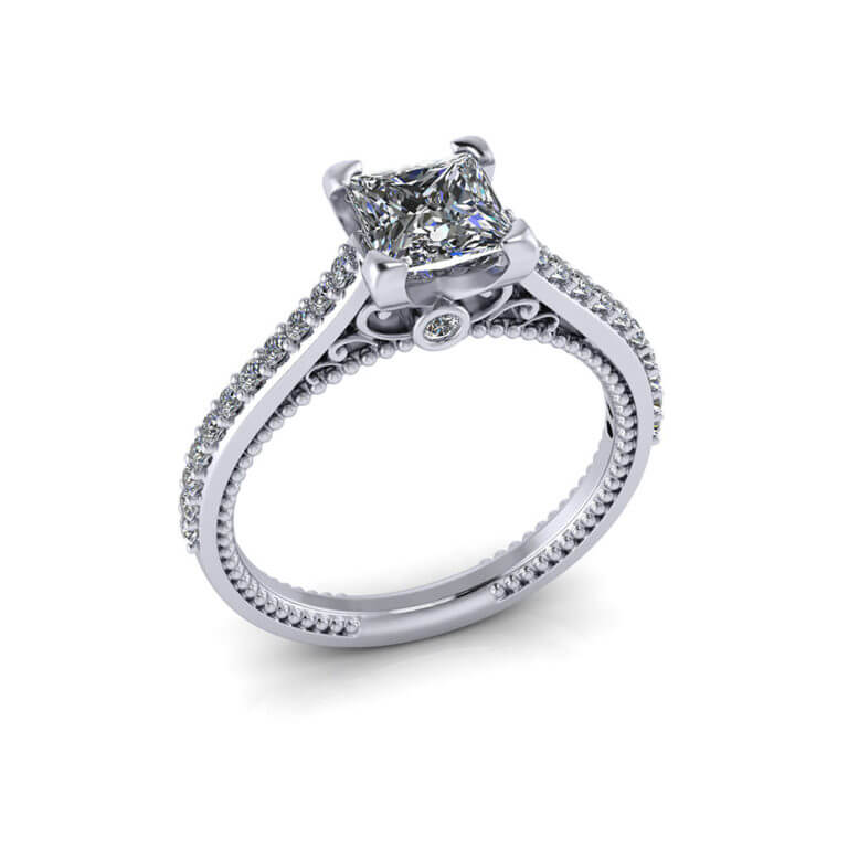 Princess-Cut Engagement Ring Setting - Jewelry Designs
