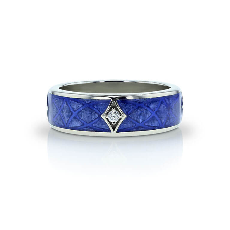 Blue Enamel Wedding Band - Jewelry Designs