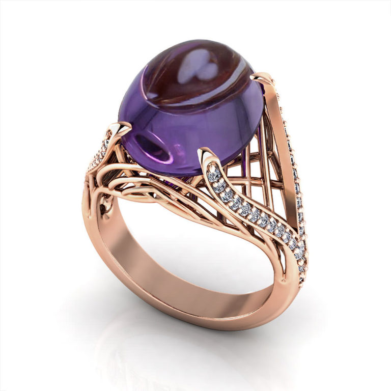 Rose Gold Amethyst Ring - Jewelry Designs