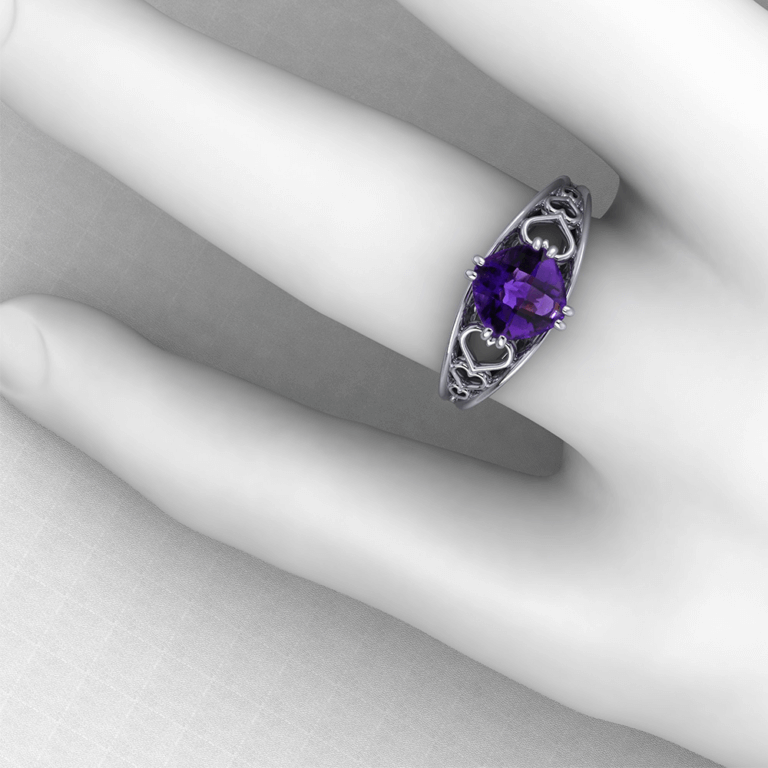 Amethyst Heart Ring - Jewelry Designs