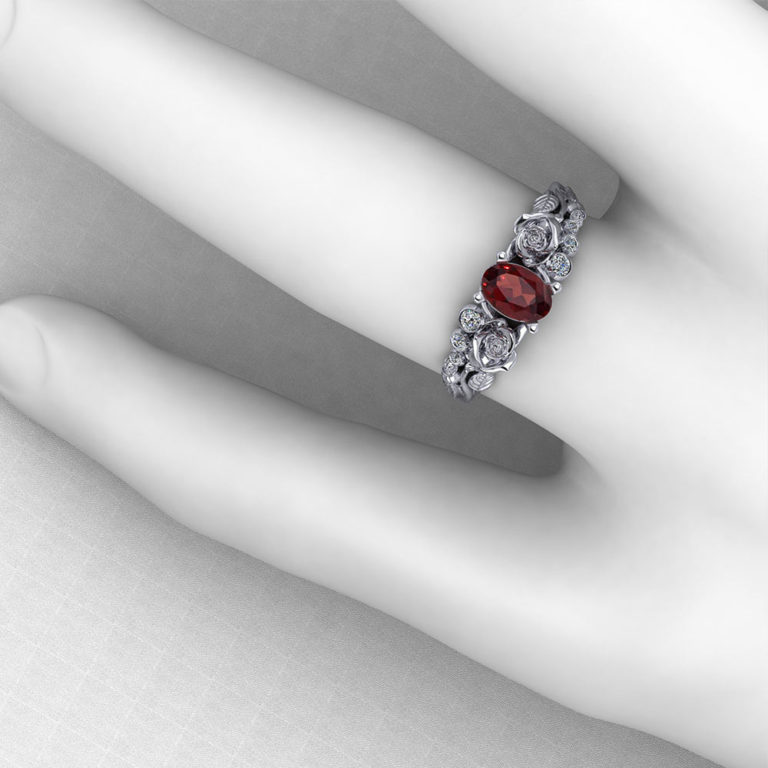 Garnet Rose Ring - Jewelry Designs