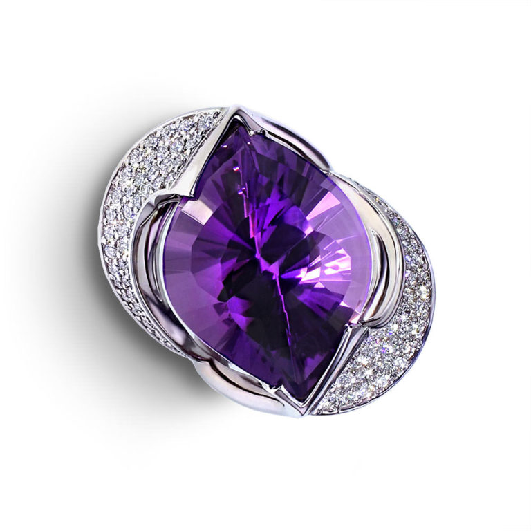 Pave Diamond Amethyst Ring - Jewelry Designs