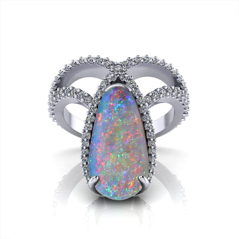 Dramatic Black Opal Ring - Jewelry Designs