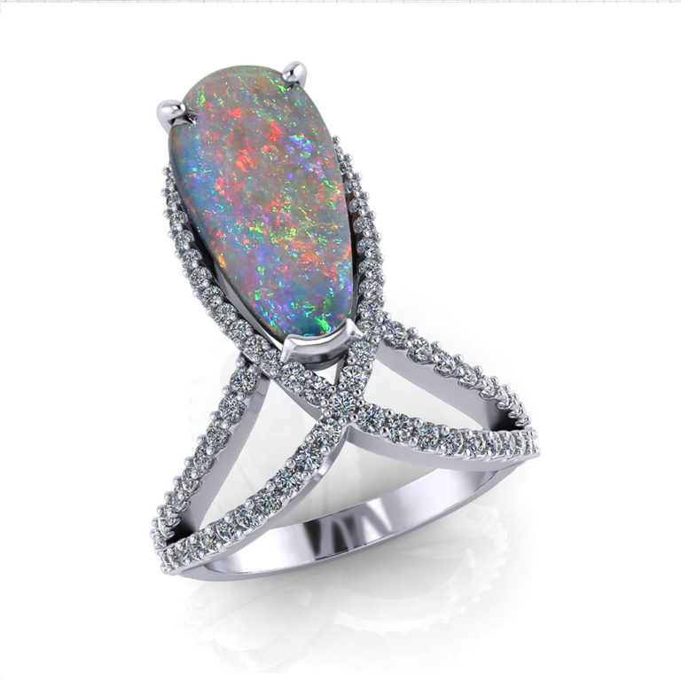 Dramatic Black Opal Ring - Jewelry Designs