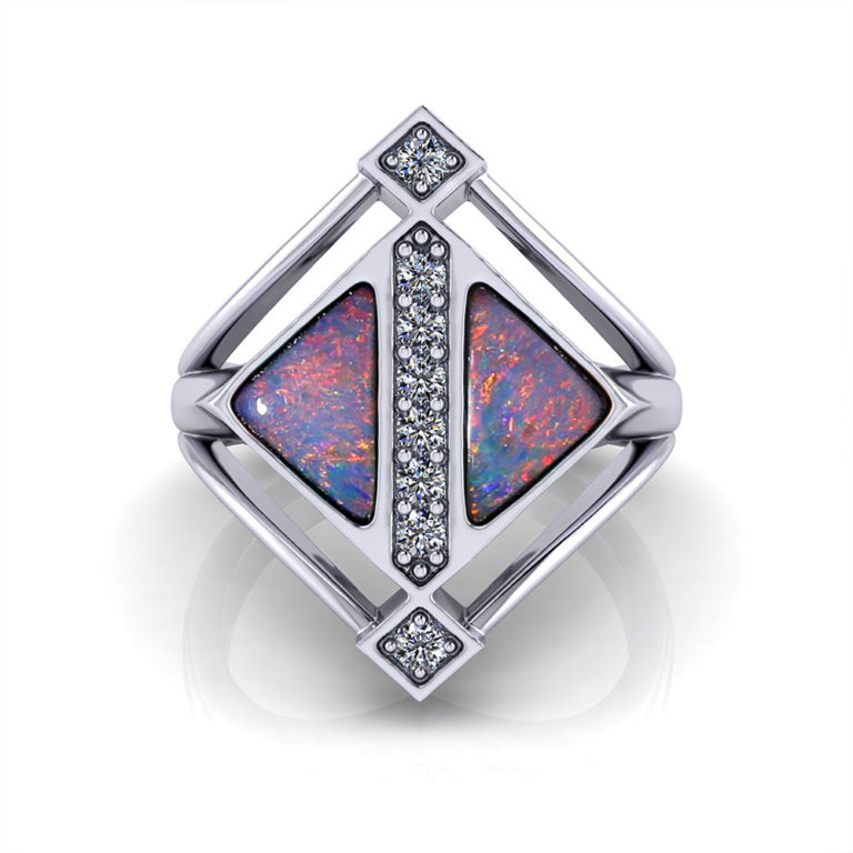 Geometric Boulder Opal Ring - Jewelry Designs