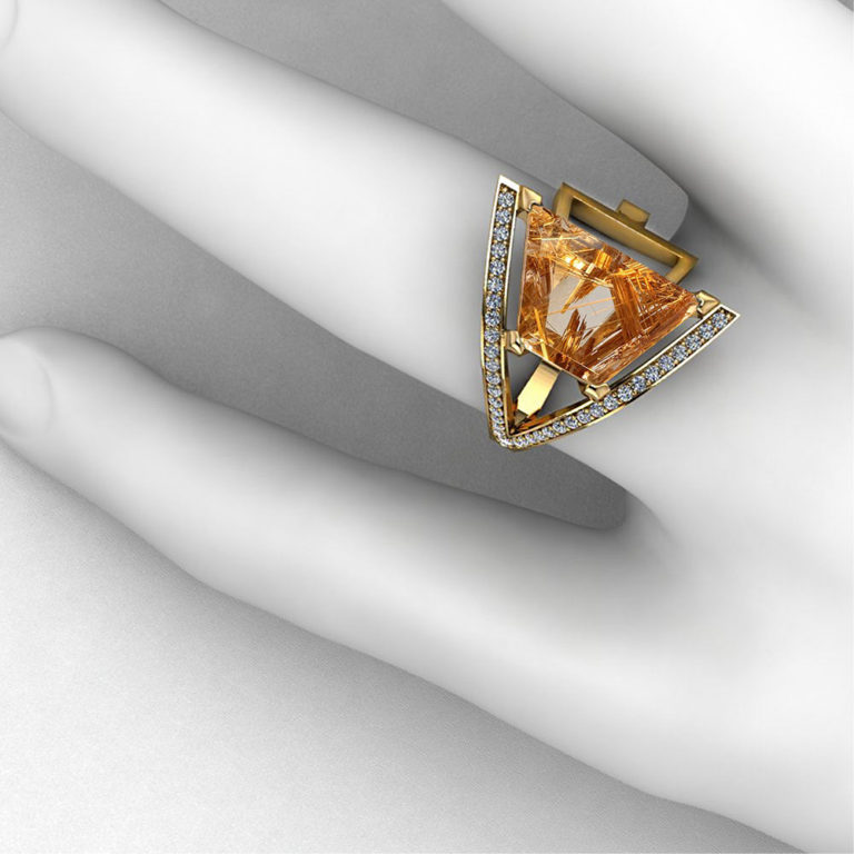 Artistic Rutilated Quartz Ring - Jewelry Designs