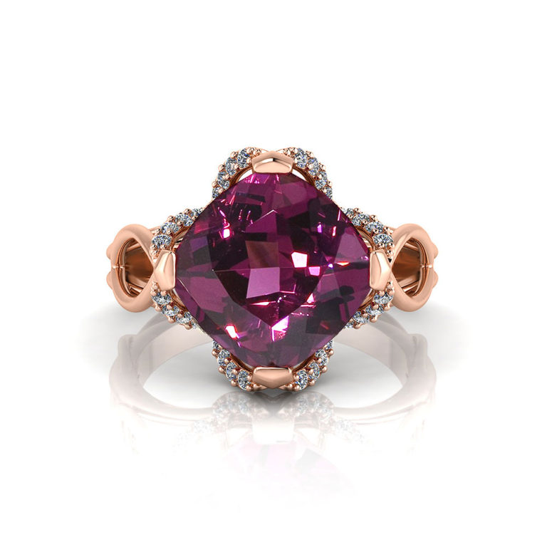 Rose Gold Rhodolite Ring - Jewelry Designs