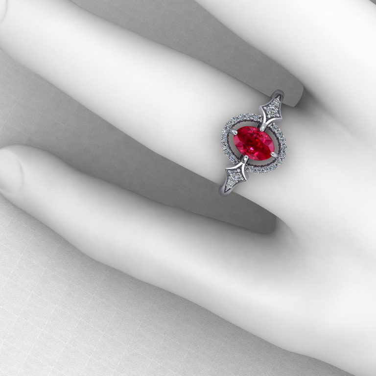 Floating Diamond Ruby Ring - Jewelry Designs
