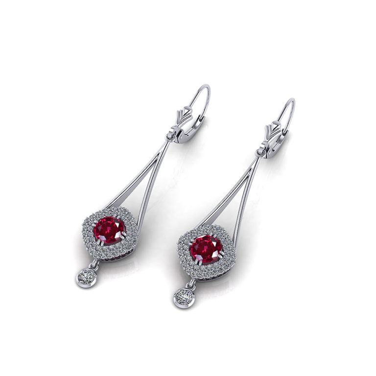 Dangle Ruby Diamond Earrings - Jewelry Designs