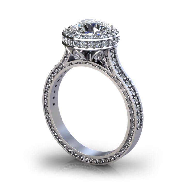 Ornate Halo Engagement Ring - Jewelry Designs