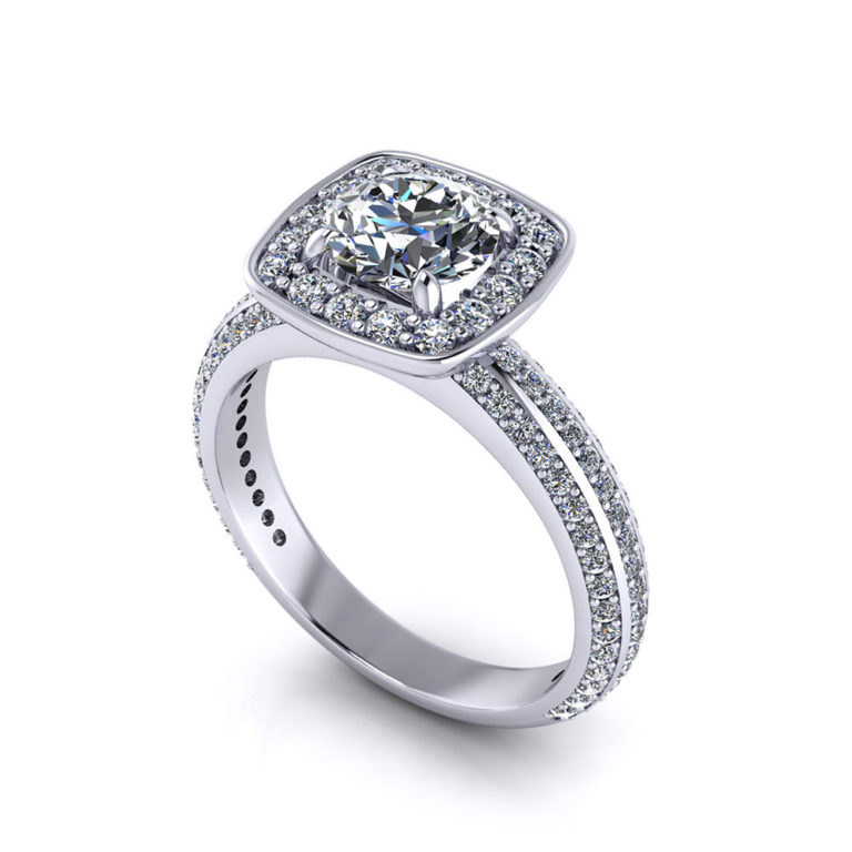 Squared Halo Engagement Ring - Jewelry Designs