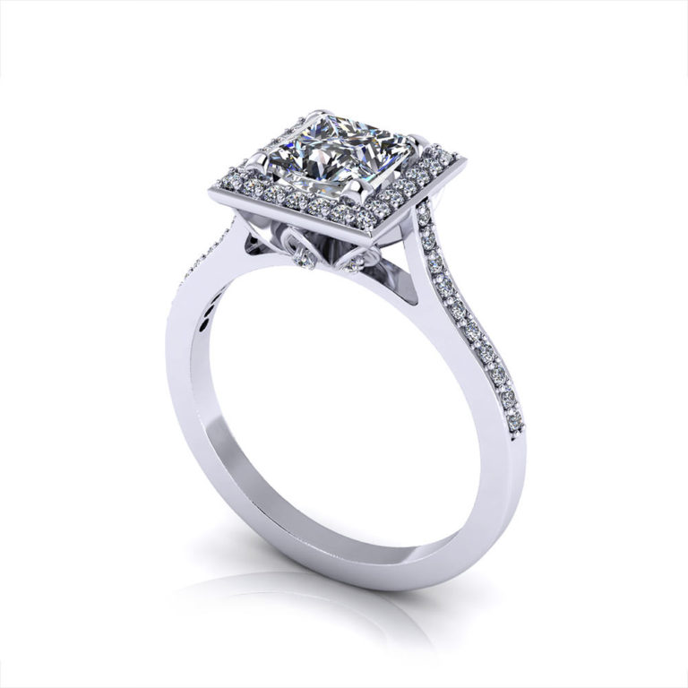 Square Halo Engagement Ring Jewelry Designs