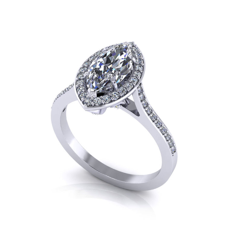 Horizontal Marquise Engagement Ring - Jewelry Designs