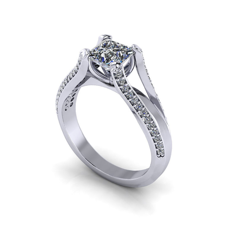 Bridged Four Prong Engagement Ring - Jewelry Designs