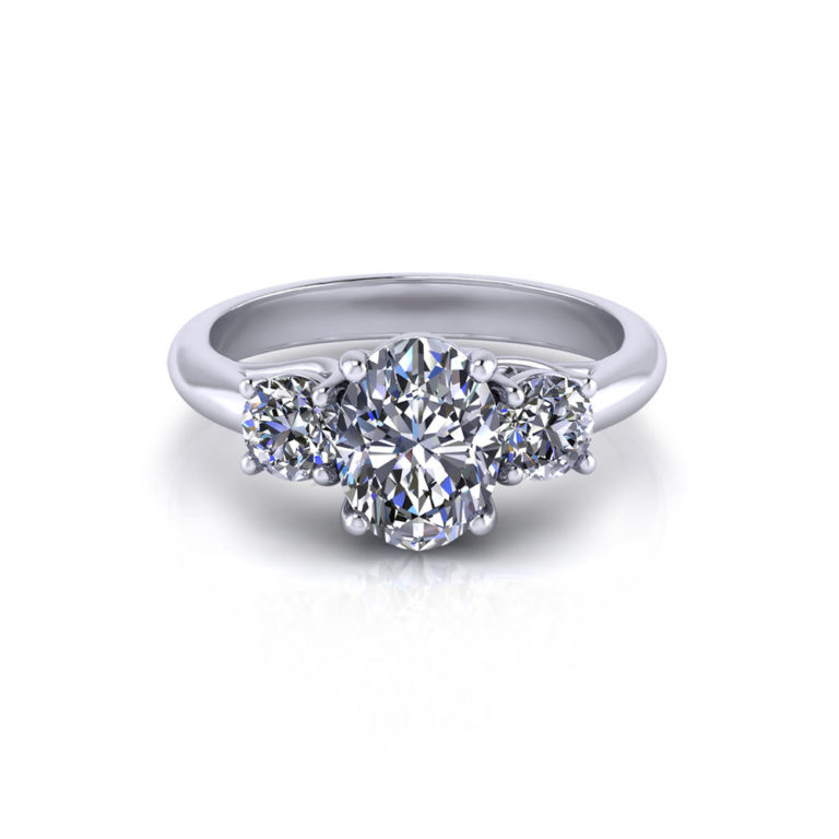 Oval 3 Stone Engagement Ring - Jewelry Designs
