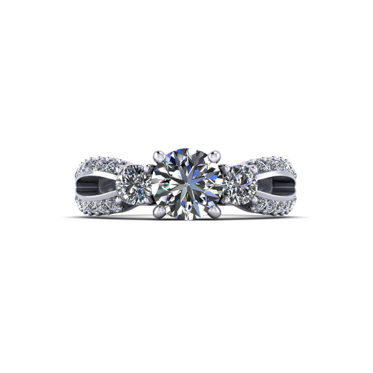 Split 3 Stone Engagement Ring - Jewelry Designs