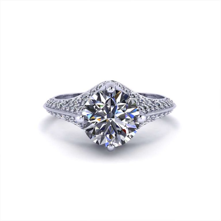 Pave Diamond Engagement Ring - Jewelry Designs