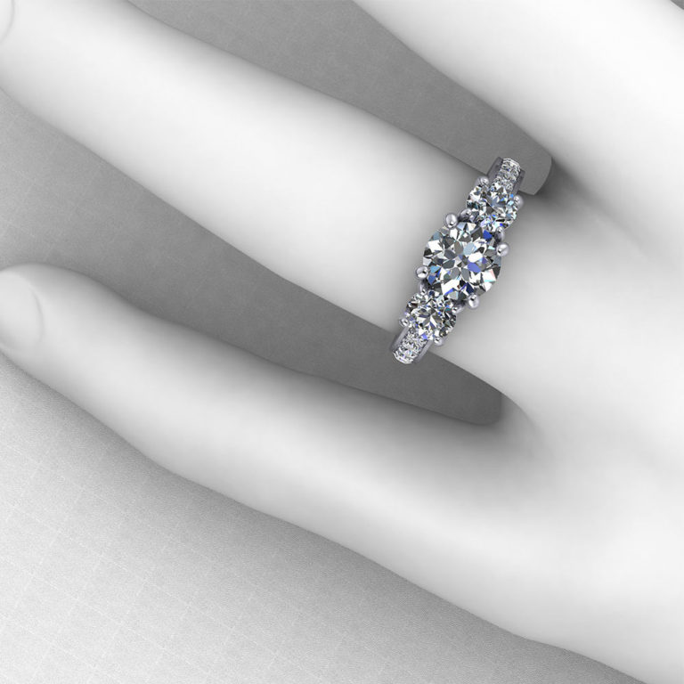 Bridged 3 Stone Engagement Ring - Jewelry Designs