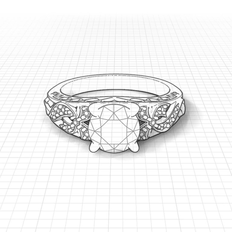 Diamond Bow Engagement Ring - Jewelry Designs