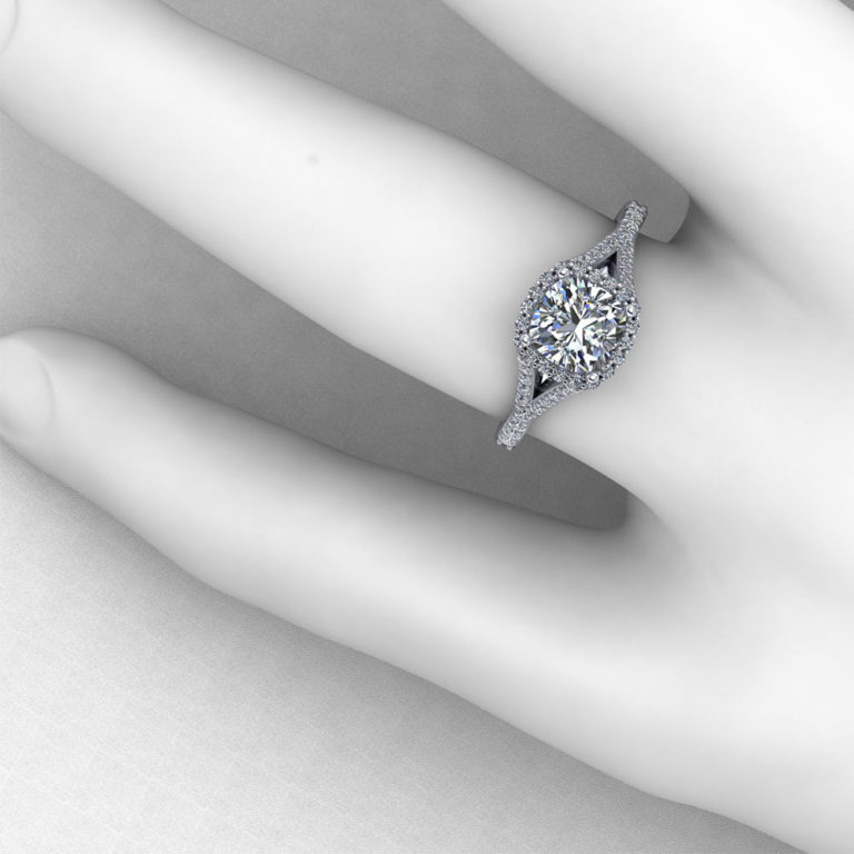 Split Round Halo Engagement Ring - Jewelry Designs