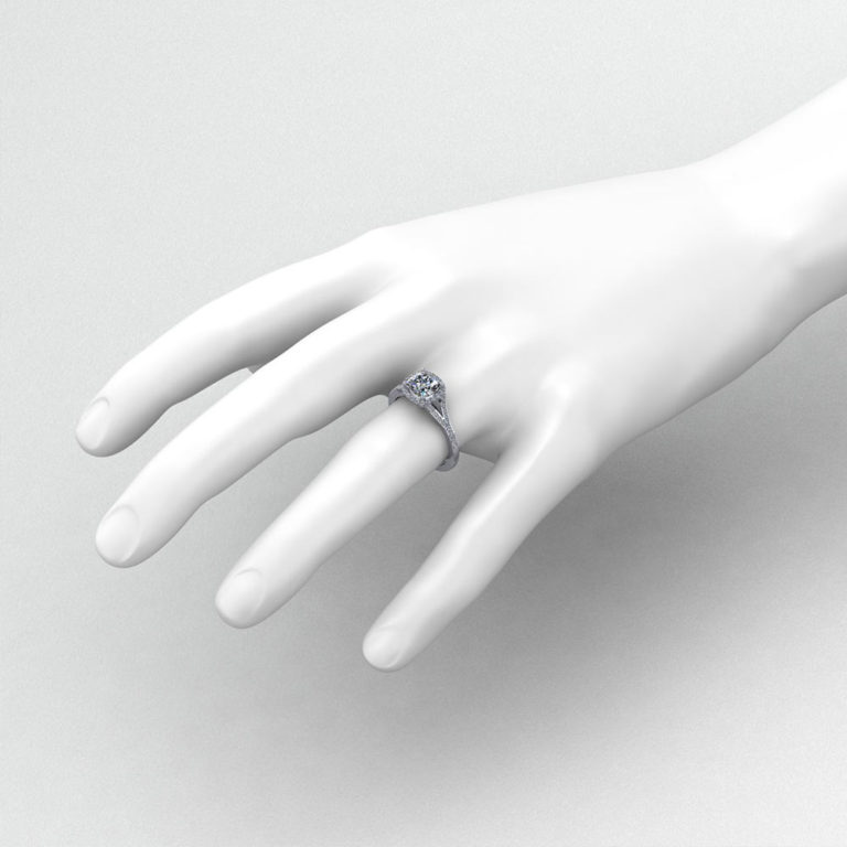 Split Round Halo Engagement Ring - Jewelry Designs