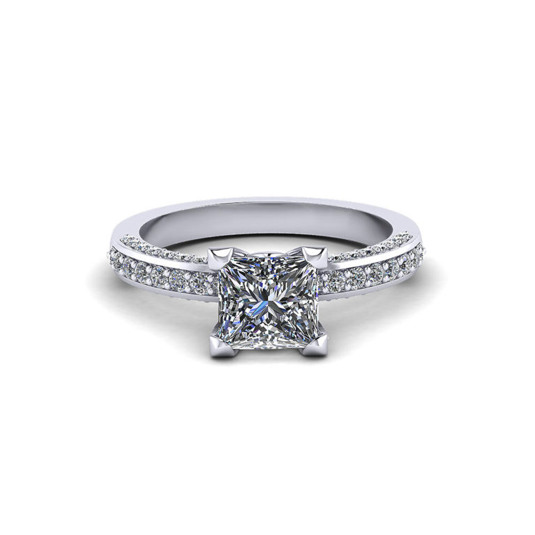 Princess Line Engagement Ring - Jewelry Designs