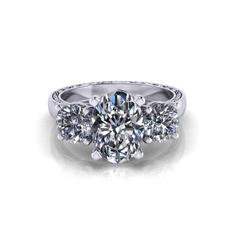 Oval Three Stone Engagement Ring - Jewelry Designs