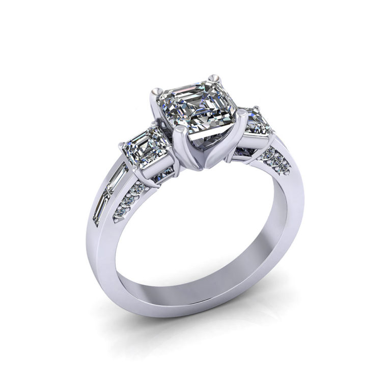 Three Stone Diamond Engagement Ring - Jewelry Designs