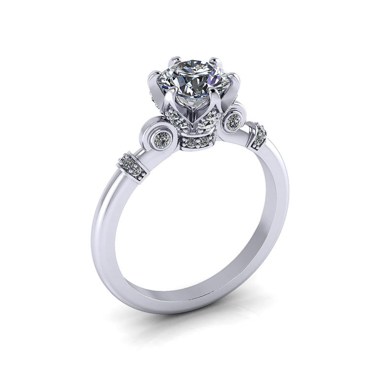 Regal Crown Engagement Ring - Jewelry Designs