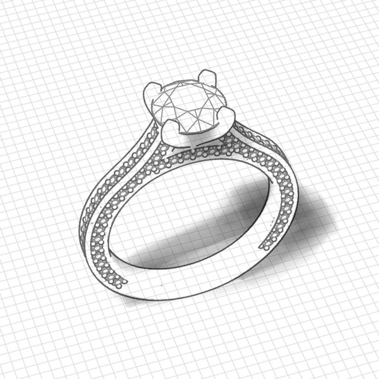 Line Set Engagement Ring - Jewelry Designs