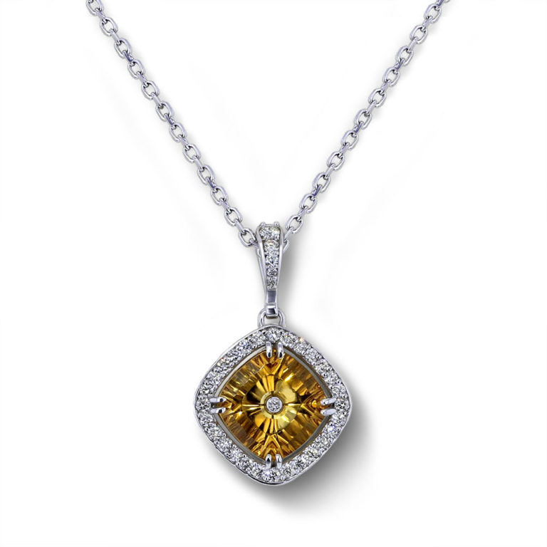 Citrine Halo Necklace - Jewelry Designs