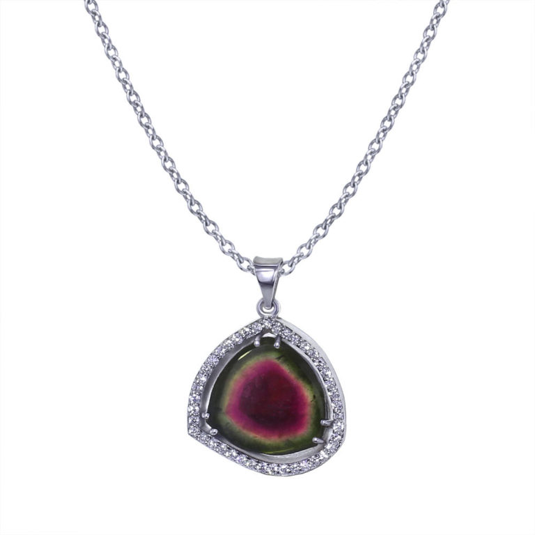 Watermelon Tourmaline Pendant - Jewelry Designs