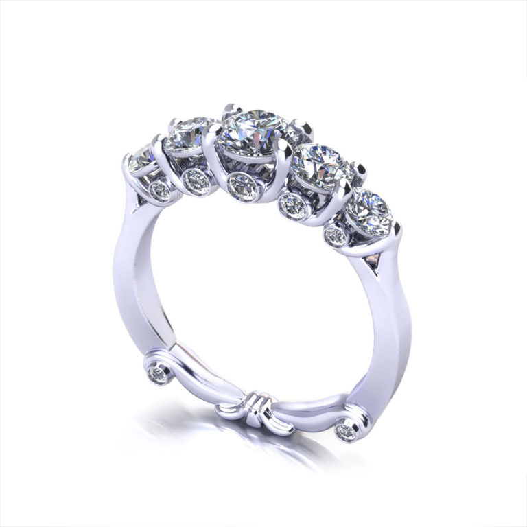 Five Diamond Anniversary Ring - Jewelry Designs