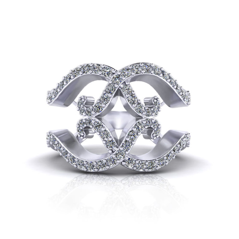 Wide Scrolling Diamond Ring - Jewelry Designs