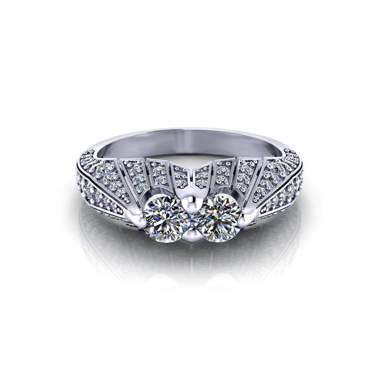 Pave Two Stone Diamond Ring - Jewelry Designs