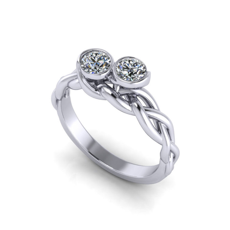 Braided Two Diamond Ring - Jewelry Designs