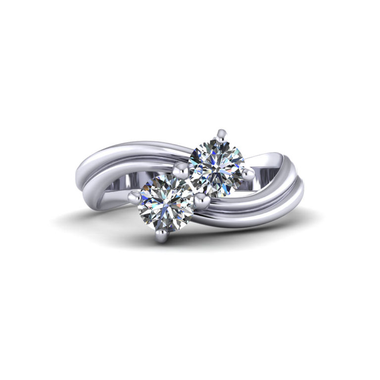 Arched Two Stone Diamond Ring - Jewelry Designs