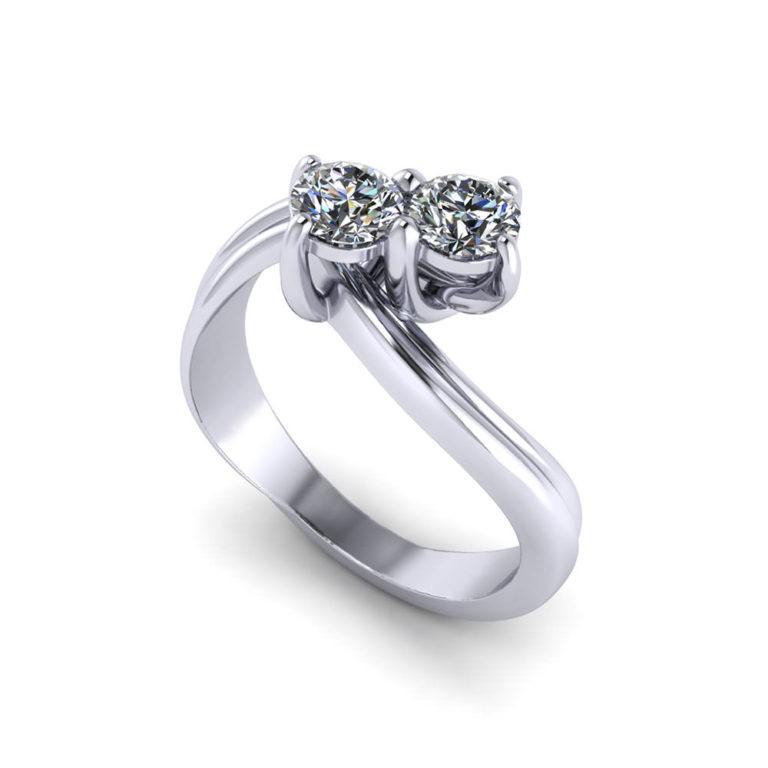 Arched Two Stone Diamond Ring - Jewelry Designs