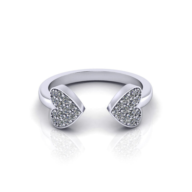 Twin Pave Heart Ring - Jewelry Designs
