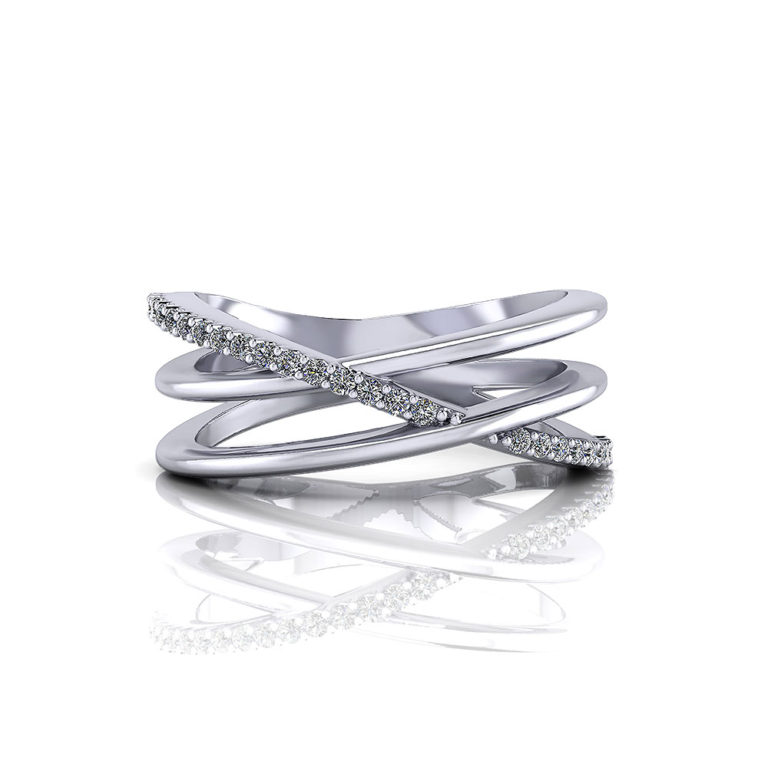 Slim Diamond Crossover Ring - Jewelry Designs