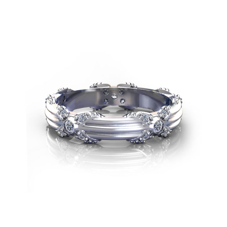 Ribbed Floral Wedding Ring - Jewelry Designs