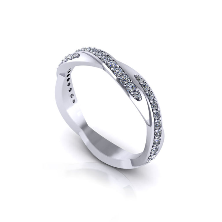 Slim Diamond Crossover Ring - Jewelry Designs
