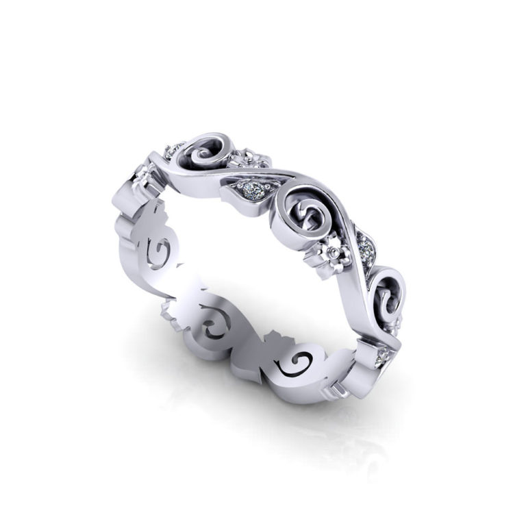 Whimsical Scrolling Wedding Ring - Jewelry Designs