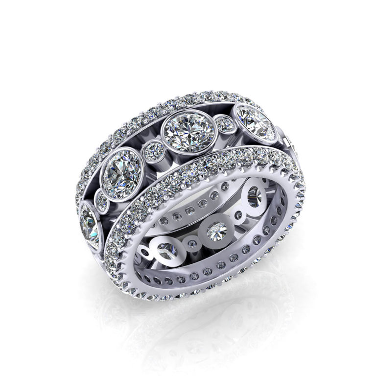Bead Set Diamond Eternity Wedding Ring - Jewelry Designs
