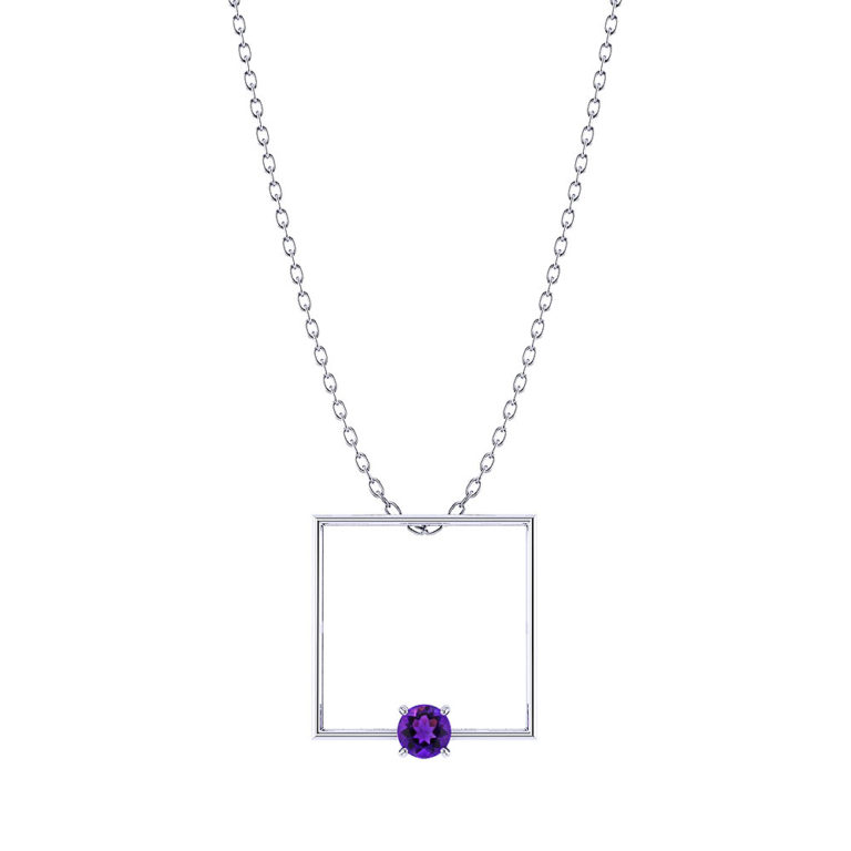 Square Amethyst Slide Necklace - Jewelry Designs