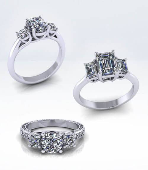 3 Stone Engagement Rings - Jewelry Designs - Product